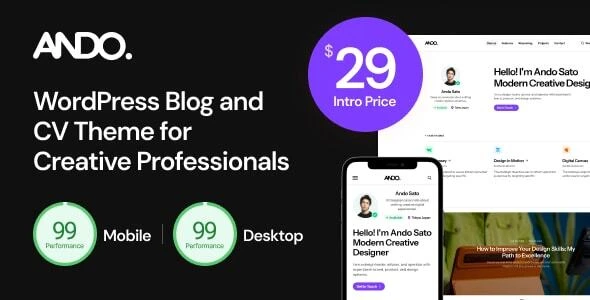Download Ando – Blog and CV for Creative Professionals Crack WordPress ...