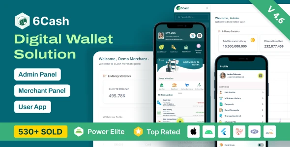 Download 6Cash – Digital Wallet Mobile App with Laravel Admin Panel ...